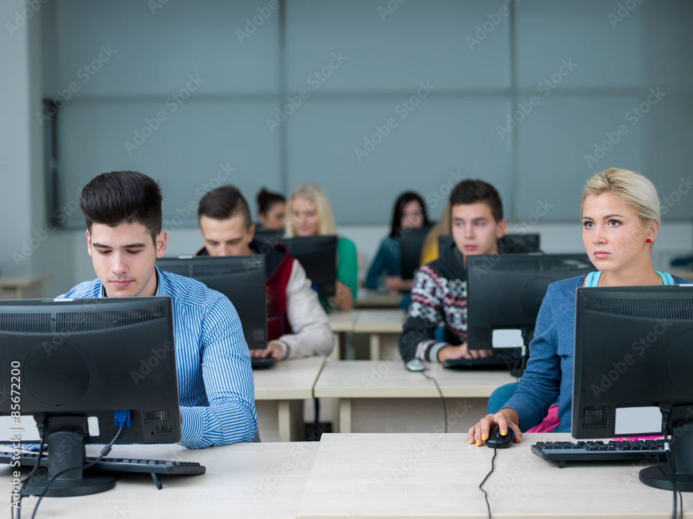 students group in computer lab classroom Stock Photo | Adobe Stock
