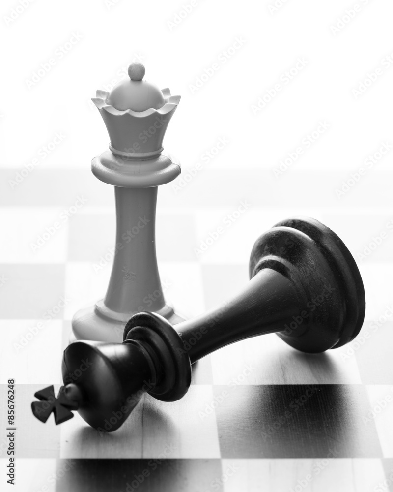 Chess: victory of the white queen Stock Photo | Adobe Stock