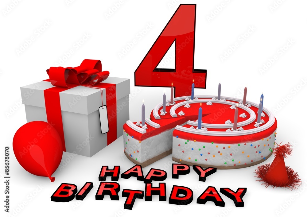 Happy birthday in red Stock Illustration | Adobe Stock