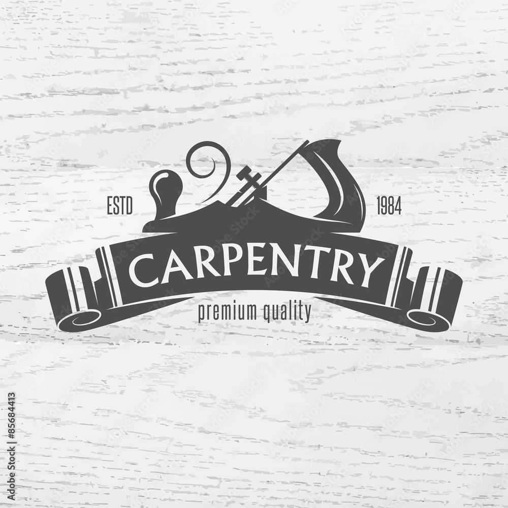 Carpenter design element in vintage style. Stock Vector | Adobe Stock