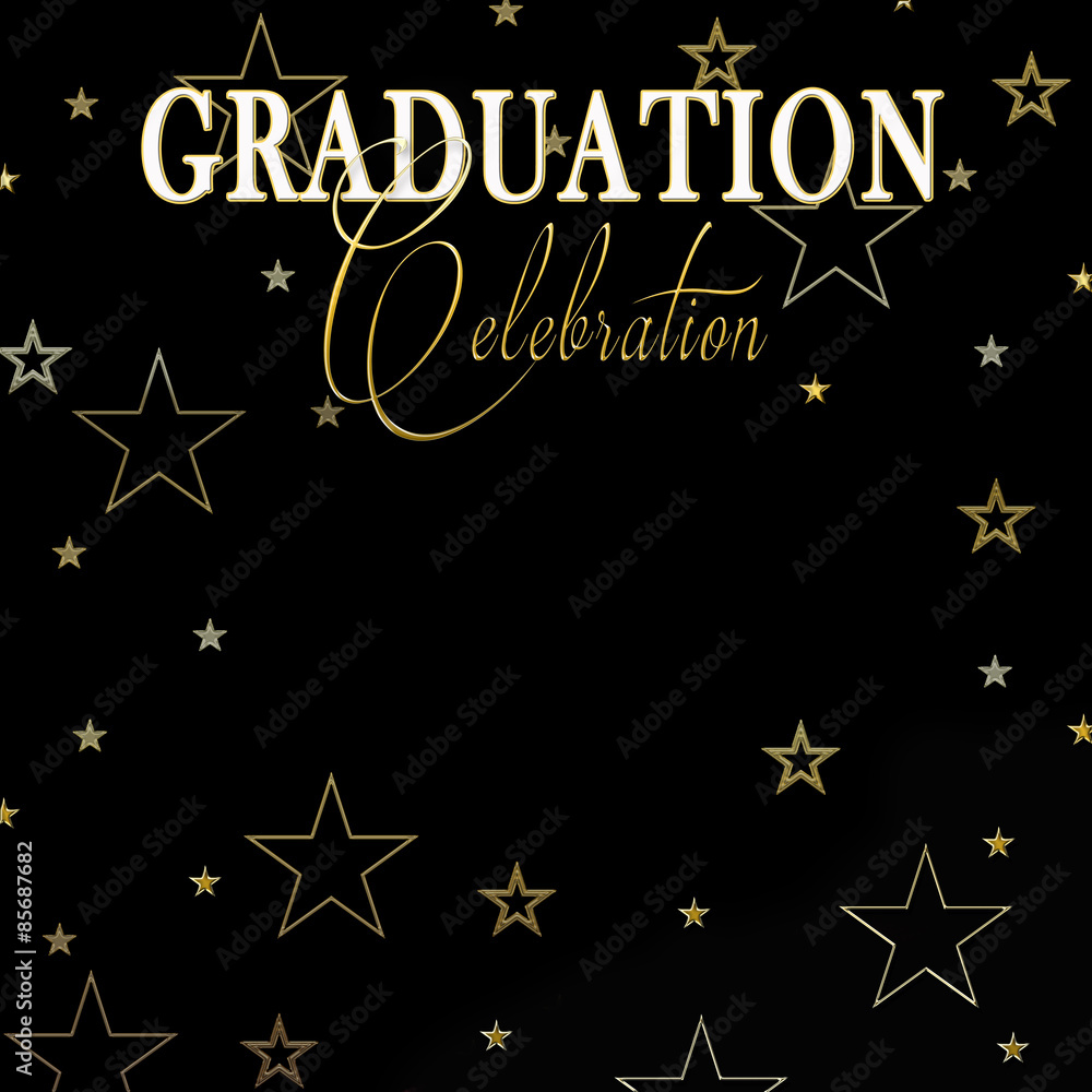 Graduation Celebration black background with white and gold text ...