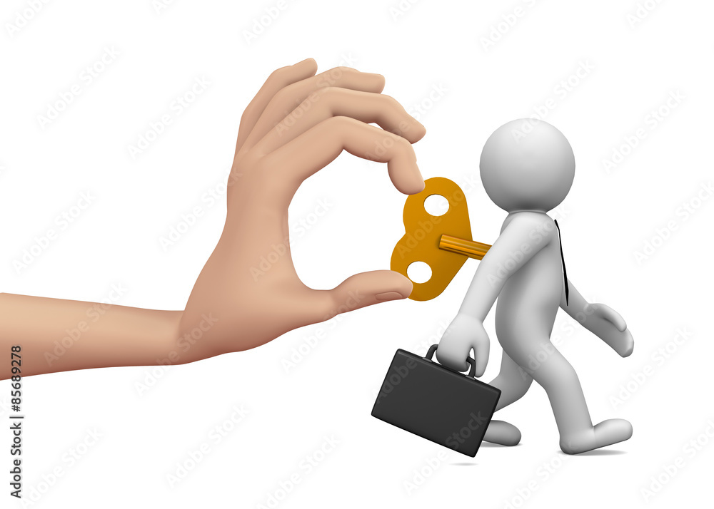 businessman with wind-up Stock Illustration | Adobe Stock