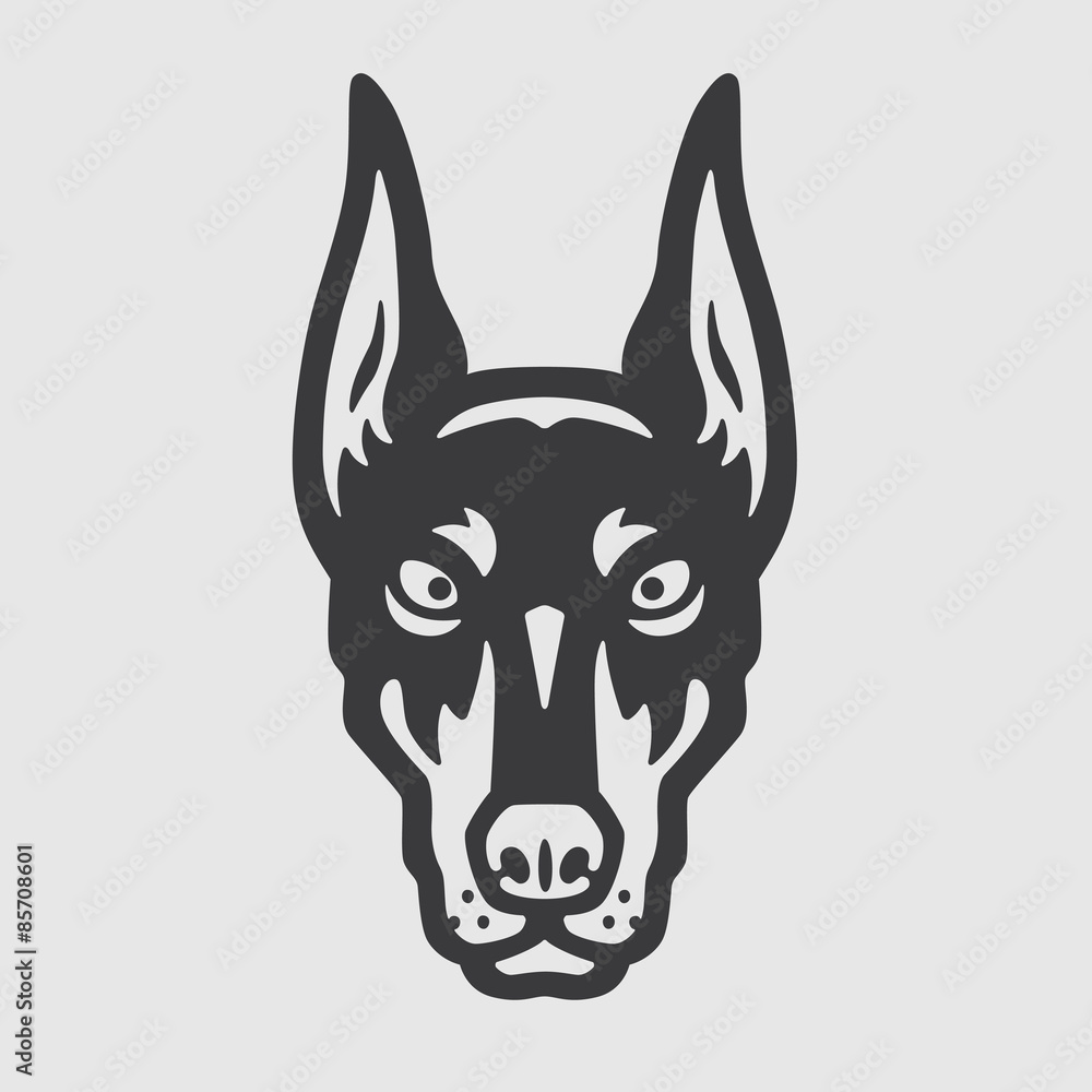 Doberman Head Logo Mascot Emblem Stock Vector | Adobe Stock