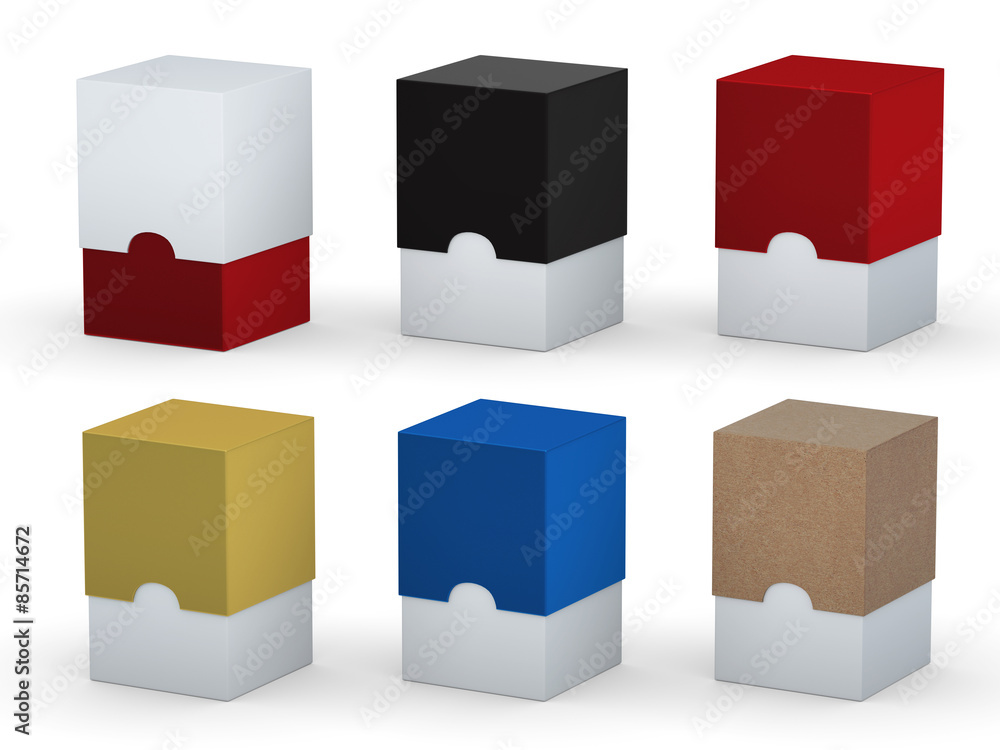 Two tone blank square box packaging set with clipping path Stock ...