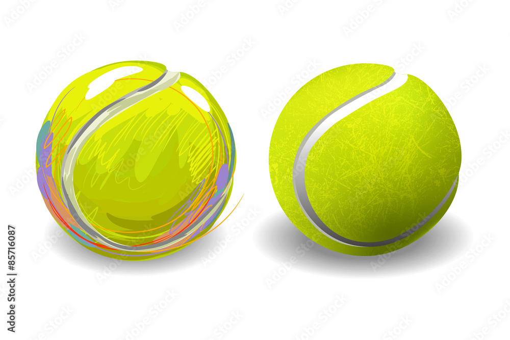Tennis Ball isolated on white background. All elements are in separate ...
