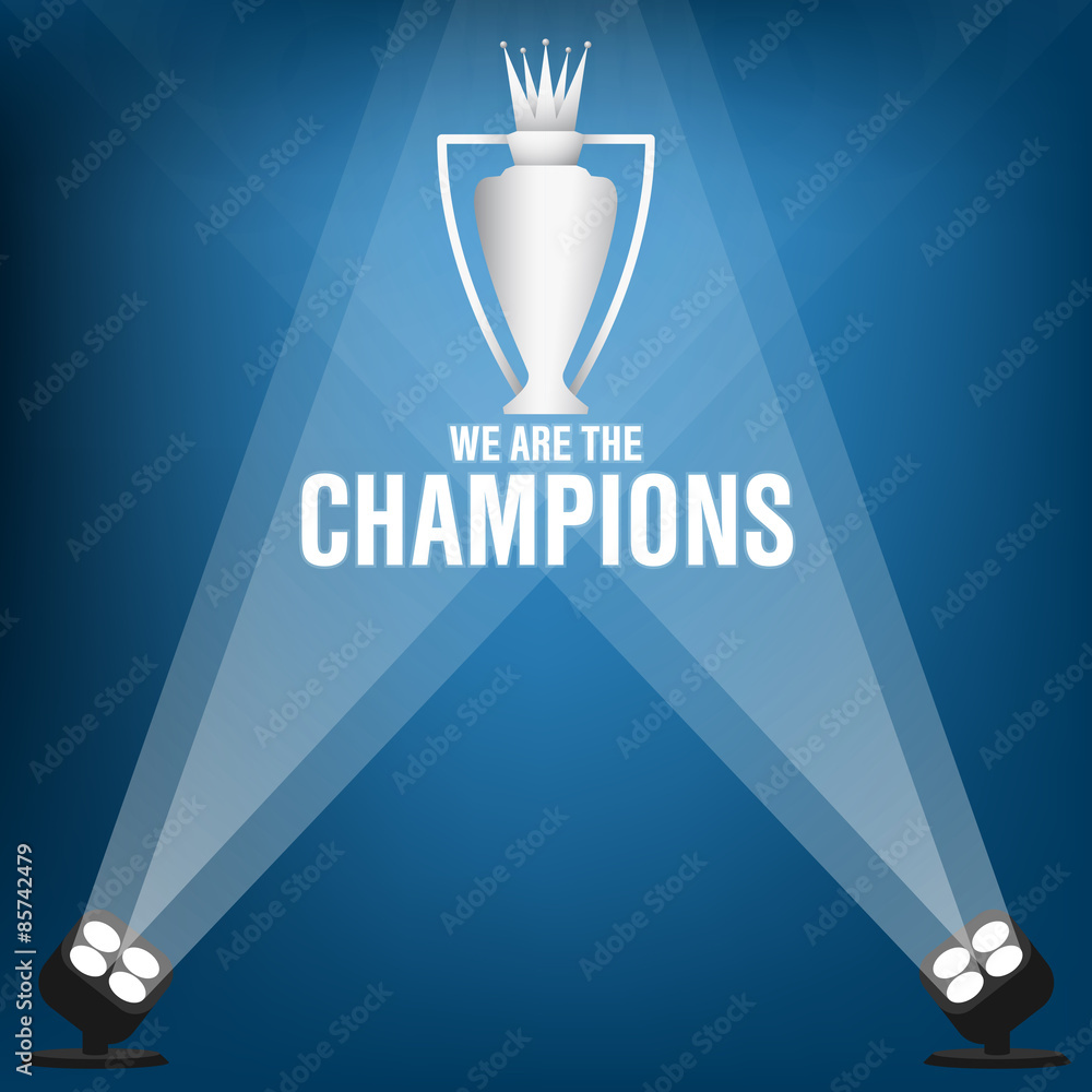 Champions trophy on stage with spotlight, Vector illustration Stock ...