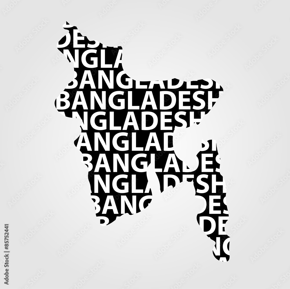 Map of Bangladesh with text inside Stock Vector | Adobe Stock