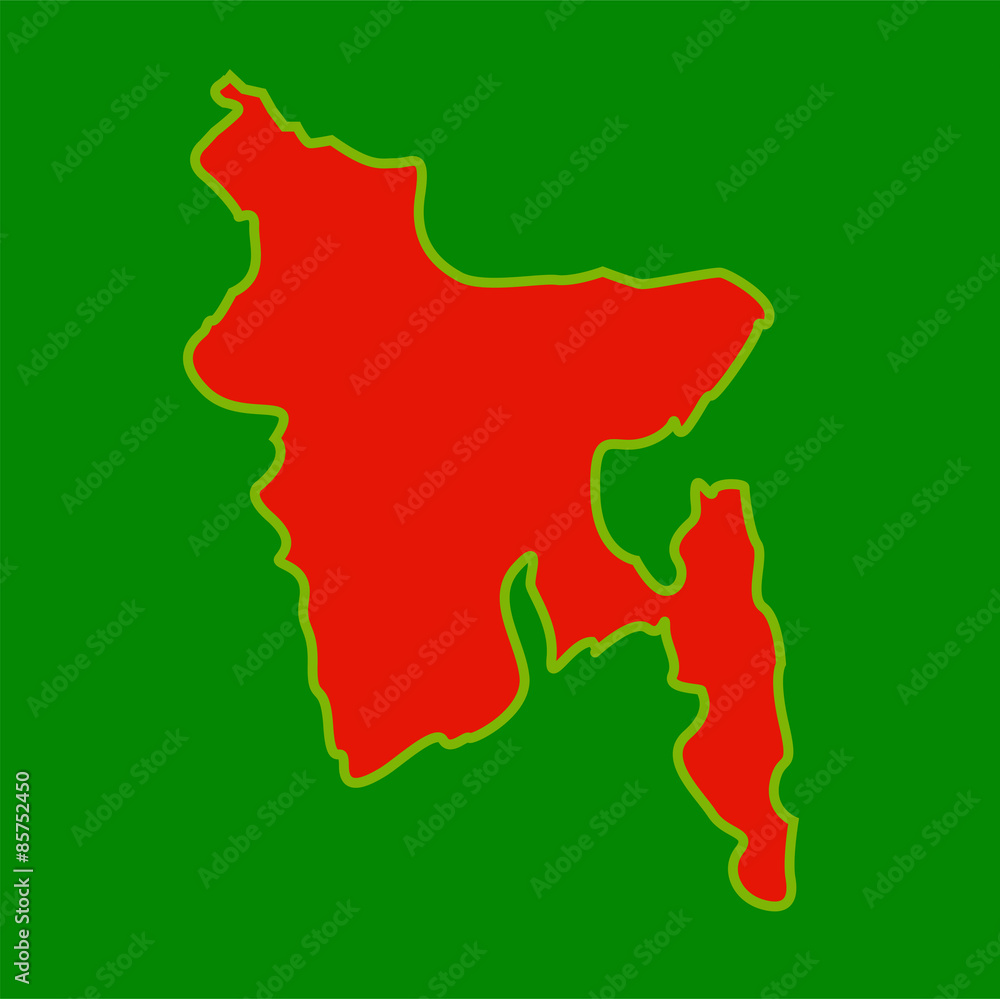 Map of Bangladesh with in red and green colors Stock Vector | Adobe Stock