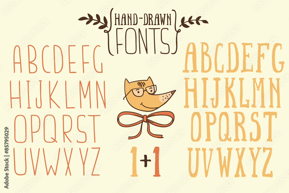 Two hand drawn sketch alphabets. Handwritten fonts. Letters, uppercase ...