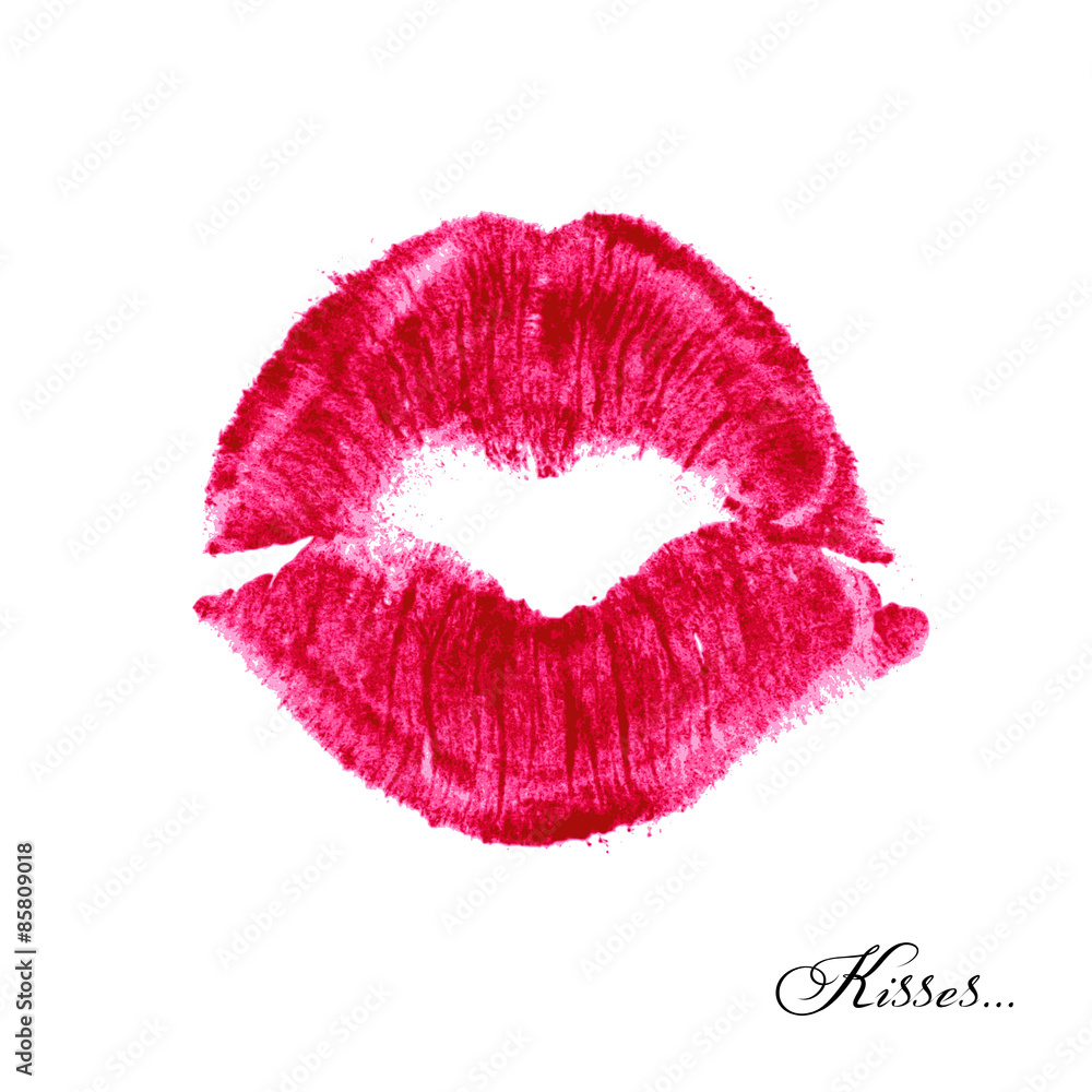 Vector realistic lipstick kiss in 6 colors, no effects, no blends, no ...