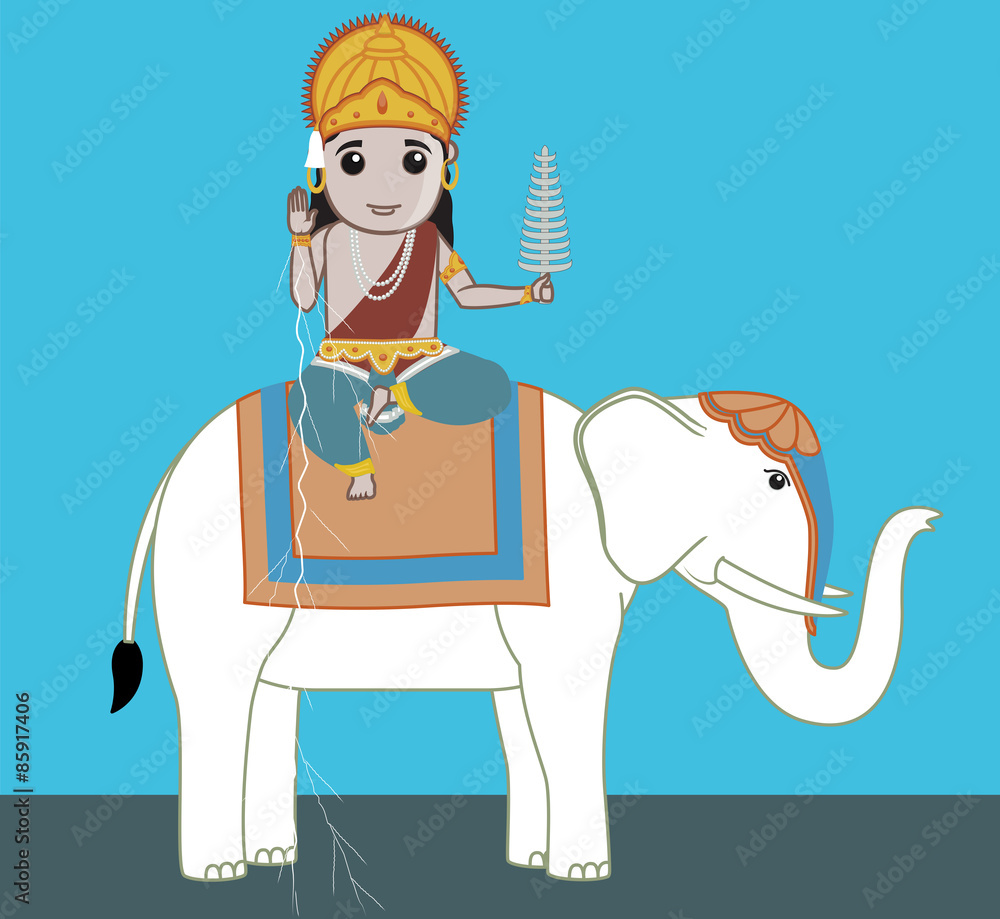 Lord Indra - Indian Mythological God Stock Vector | Adobe Stock