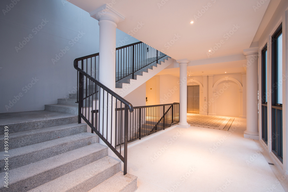 Poster Stone staircase with black iron handrails – Wall Art | UkPosters