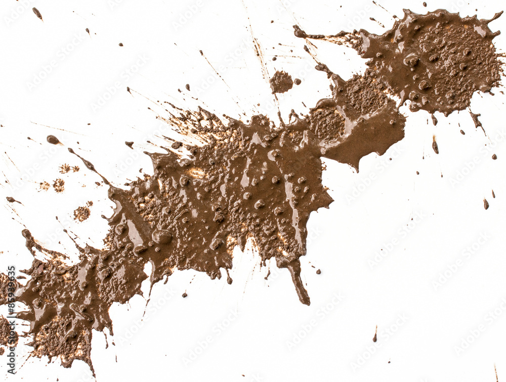 drops of mud sprayed a white background Stock Photo | Adobe Stock