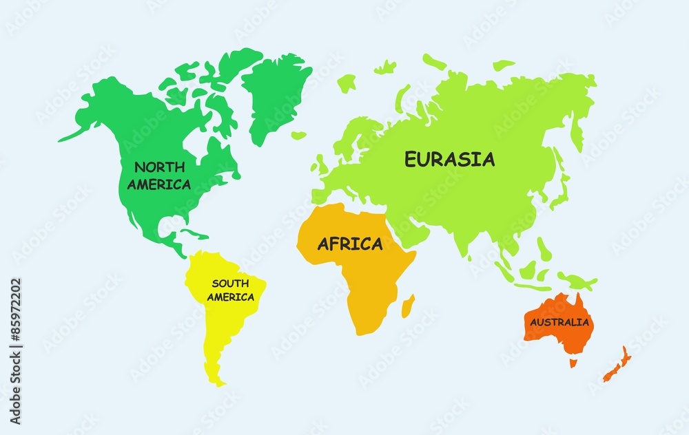 Map of the world, continents Stock Vector | Adobe Stock