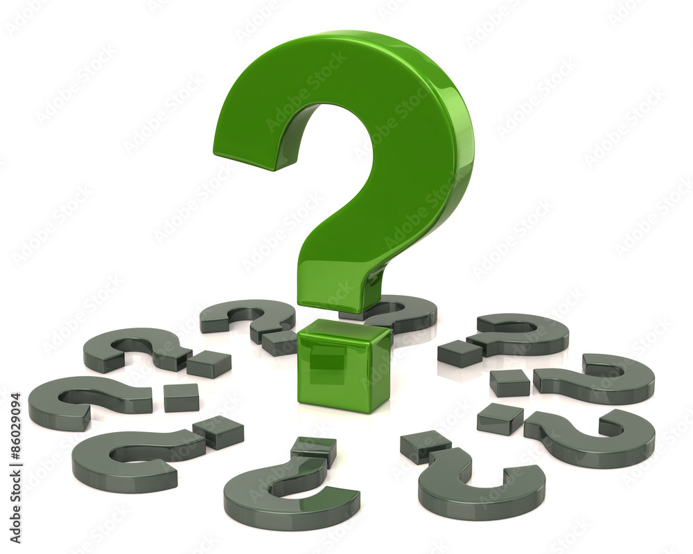 ภาพประกอบสต็อก Big green question mark and small question marks ภาพ ...