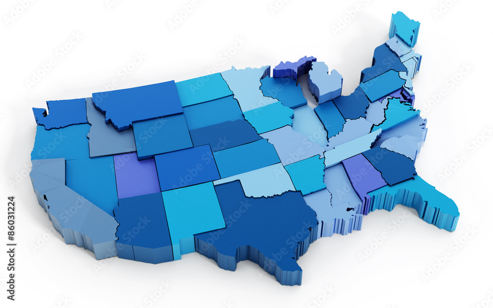 Map of USA in blue color tones Stock Illustration | Adobe Stock