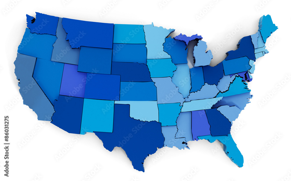 Map of USA in blue color tones Stock Illustration | Adobe Stock