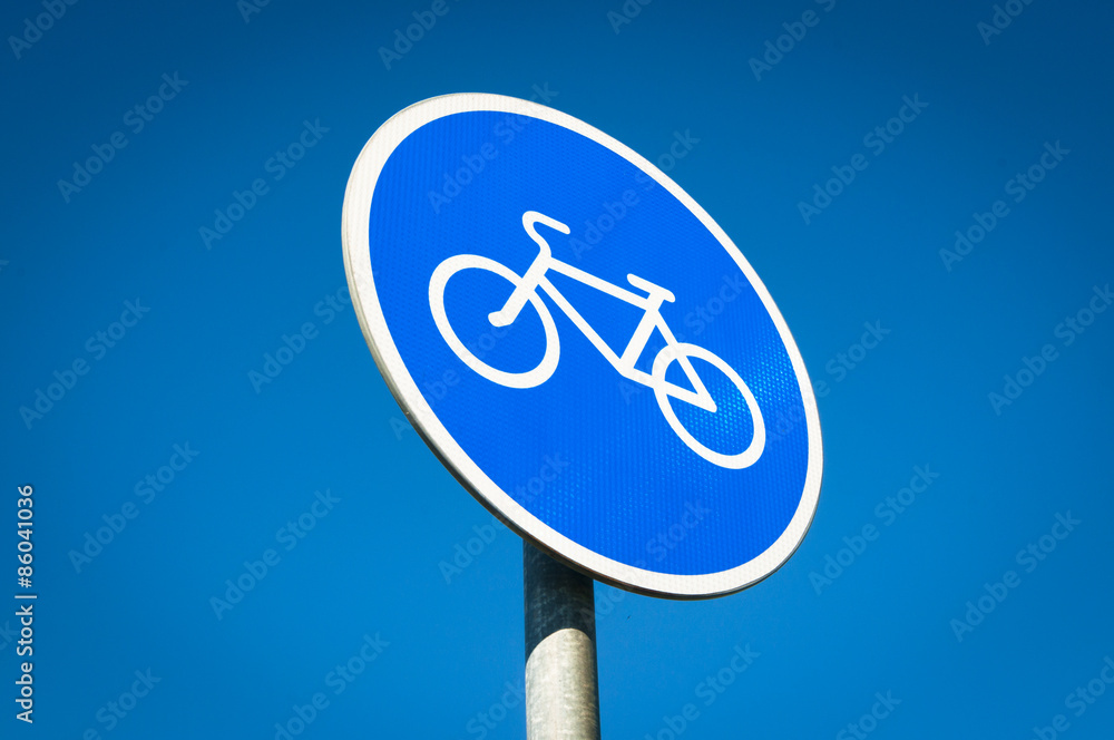 round bicycle lane sign Stock Photo | Adobe Stock