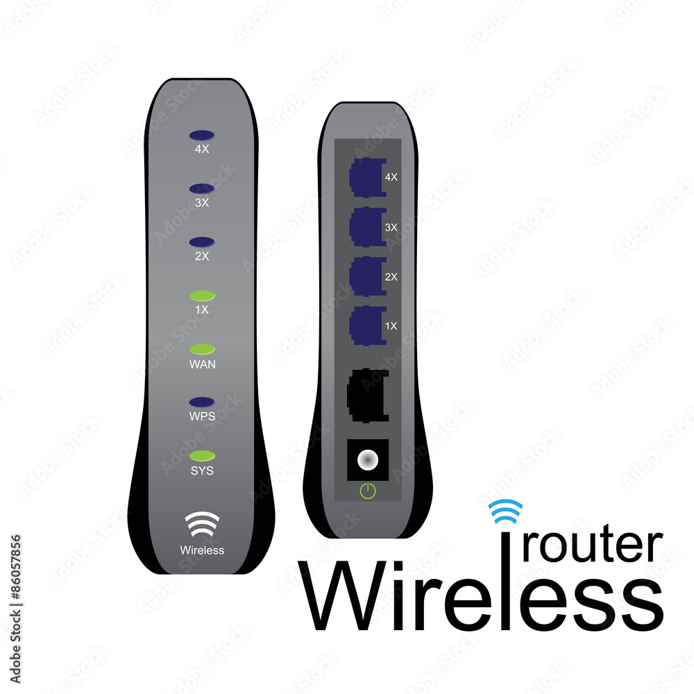 vector illustration of wireless modem. front and back side of wi-fi ...