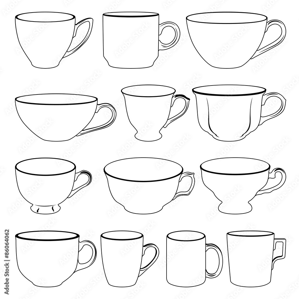 vector black and white cups Stock Vector | Adobe Stock