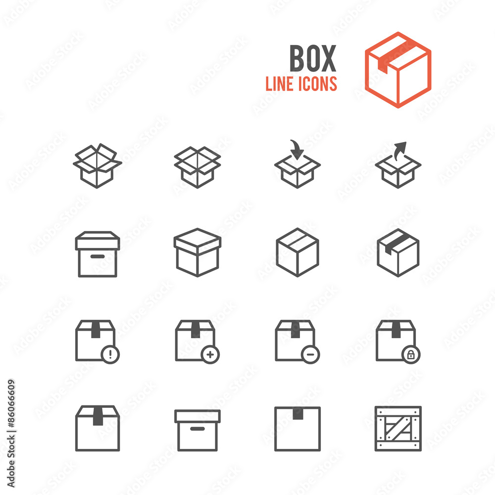 Box icon set. Vector illustration. Stock Vector | Adobe Stock