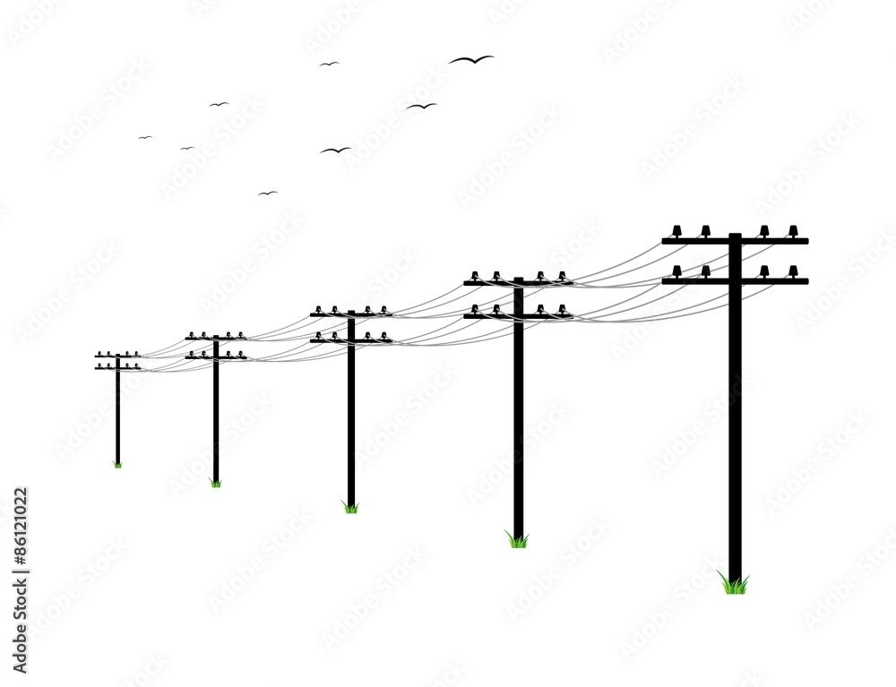 high voltage power lines Stock Vector | Adobe Stock