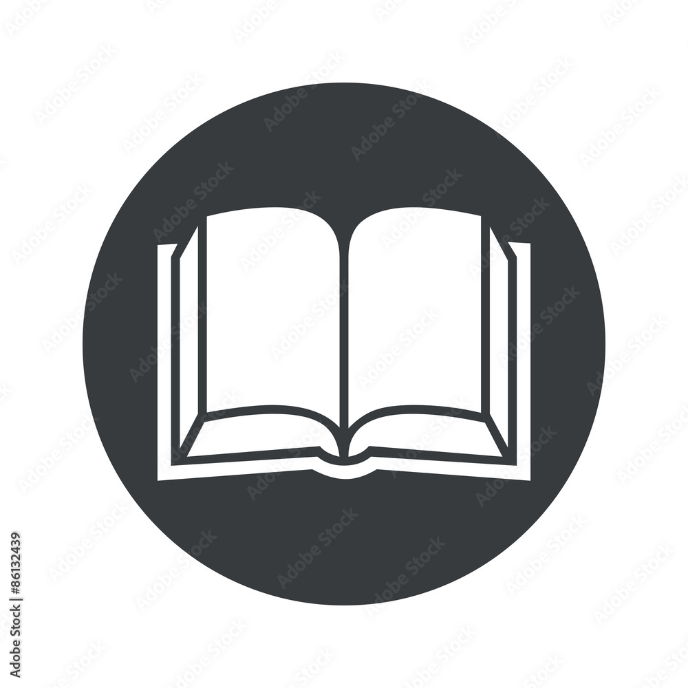 Monochrome round book icon Stock Vector | Adobe Stock