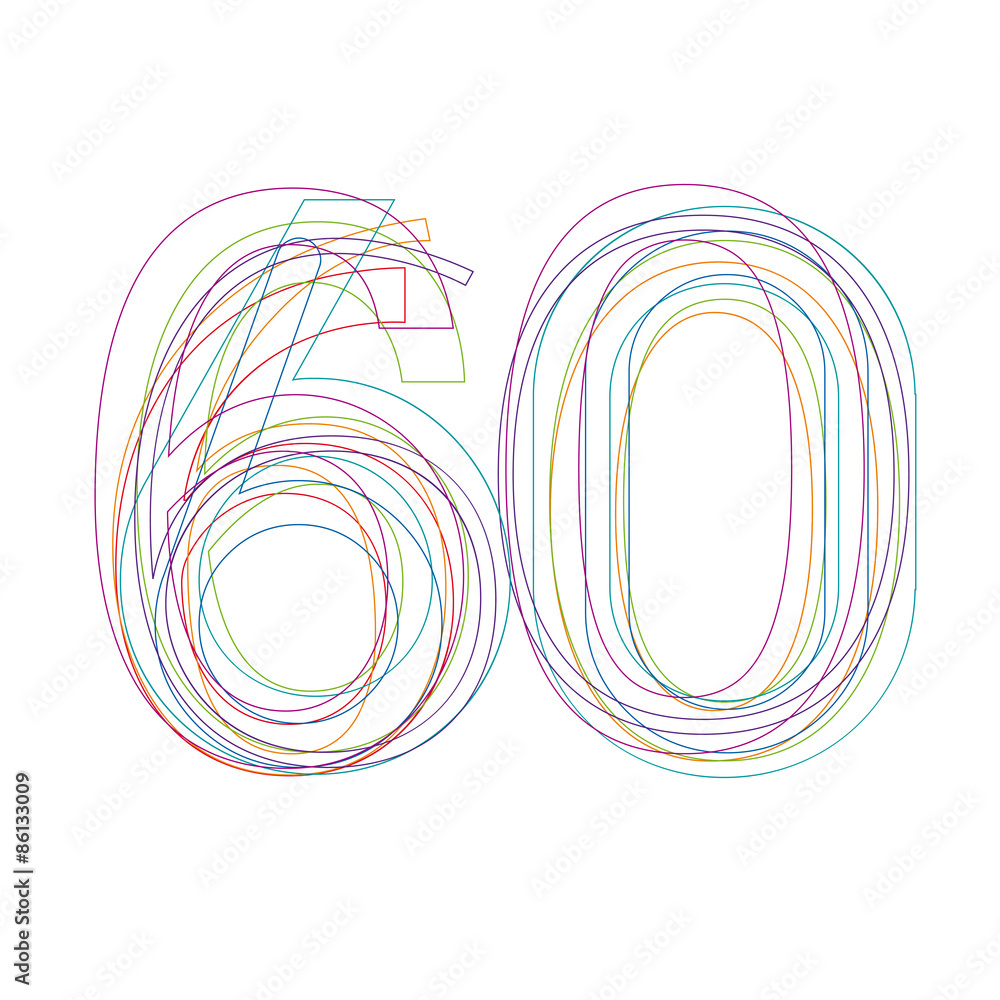 number 60 in outline Stock Vector | Adobe Stock