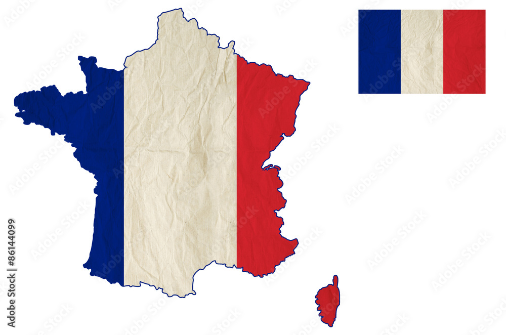 Flag map of the France with vintage old paper Stock Photo | Adobe Stock