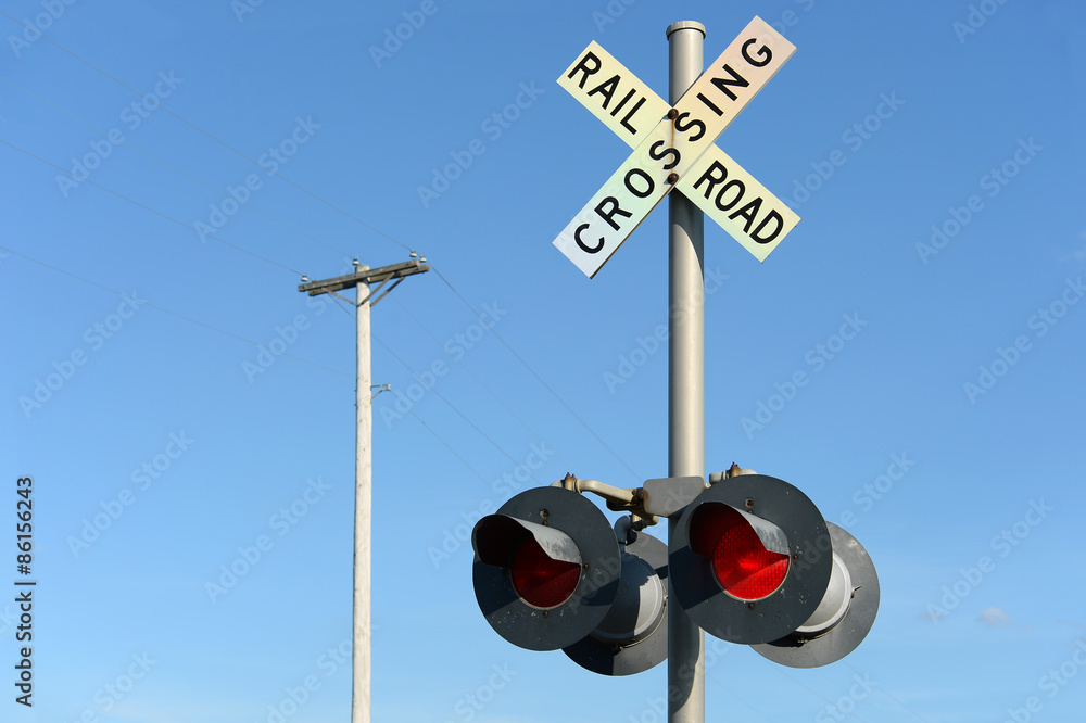Railroad Crossing sign Stock Photo | Adobe Stock