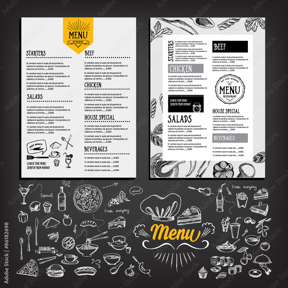 Cafe menu restaurant brochure. Food design template. Stock Vector ...