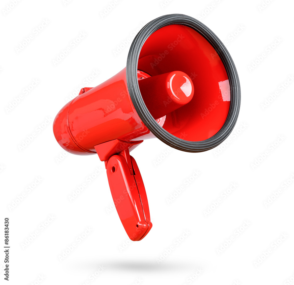 Red megaphone isolated on white background. Stock Photo | Adobe Stock