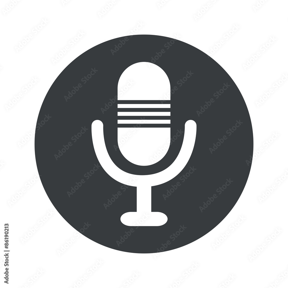 Monochrome round microphone icon Stock Vector | Adobe Stock