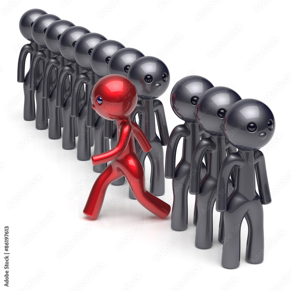 Different people red character stand out from the black crowd Stock ...