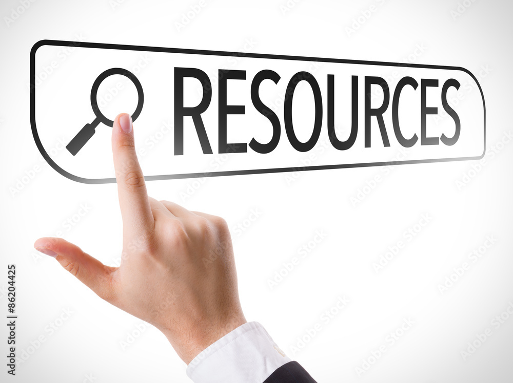 Resources written in search bar on virtual screen Stock Photo | Adobe Stock