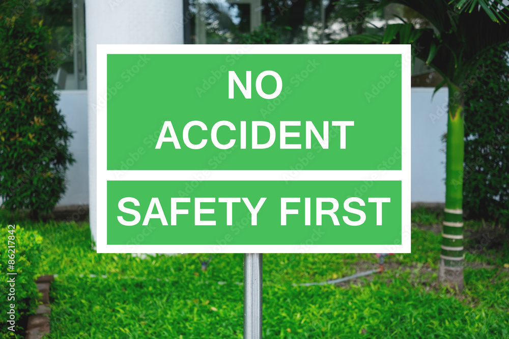 Safety first and no accident on signpost Stock Photo | Adobe Stock