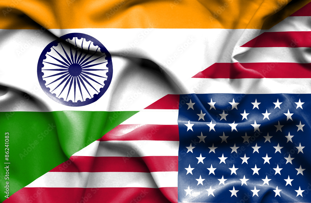 Waving flag of United States of America and India Stock Illustration ...