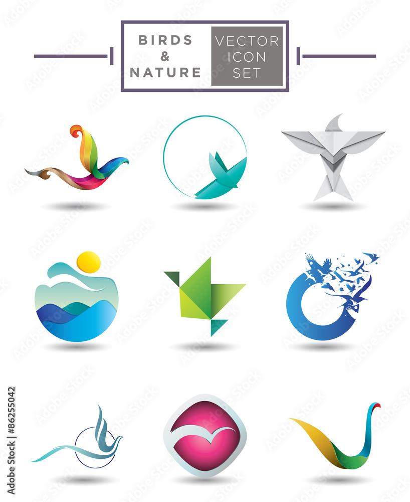 Birds emblem collection Stock Vector | Adobe Stock