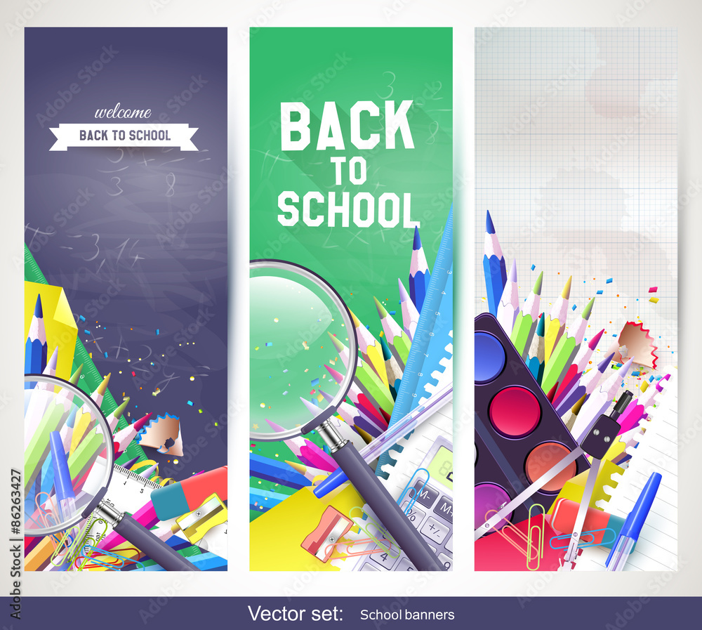 Back to School banners Stock Vector | Adobe Stock