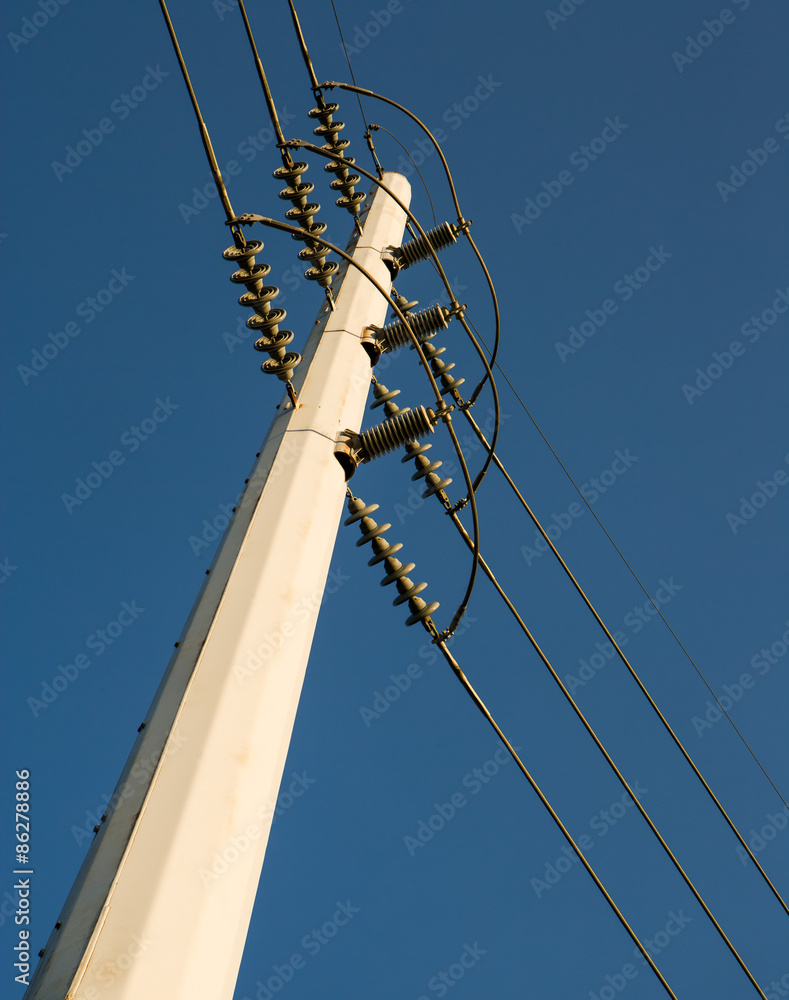 High Voltage Electric Post High Tension Pole Electricity Power Grid ...