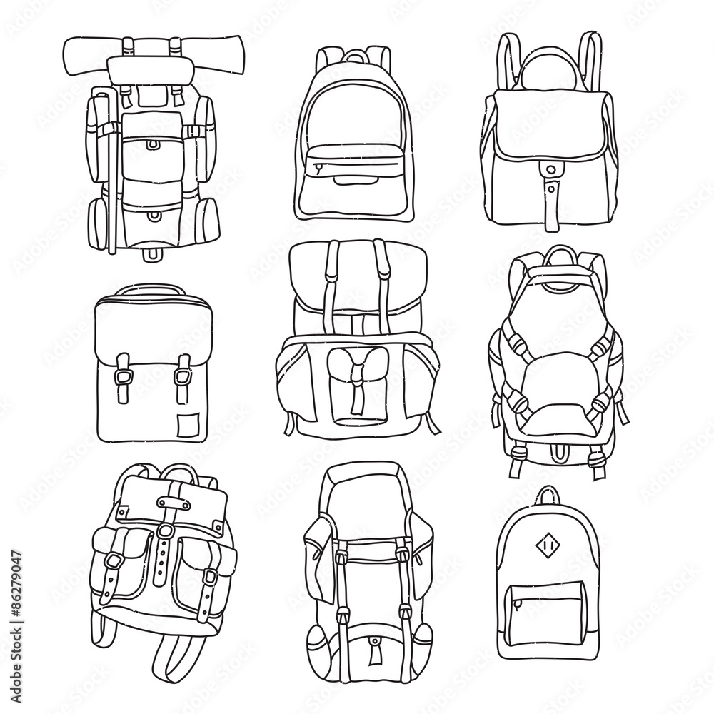 Backpack Vintage Label Outline Stock Vector | Adobe Stock