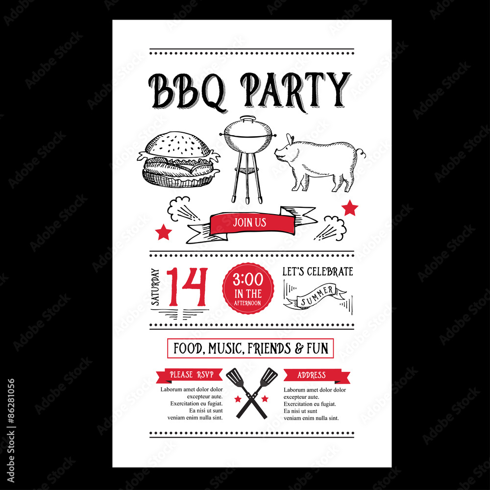 Barbecue party invitation. BBQ brochure menu design. Stock Vector ...