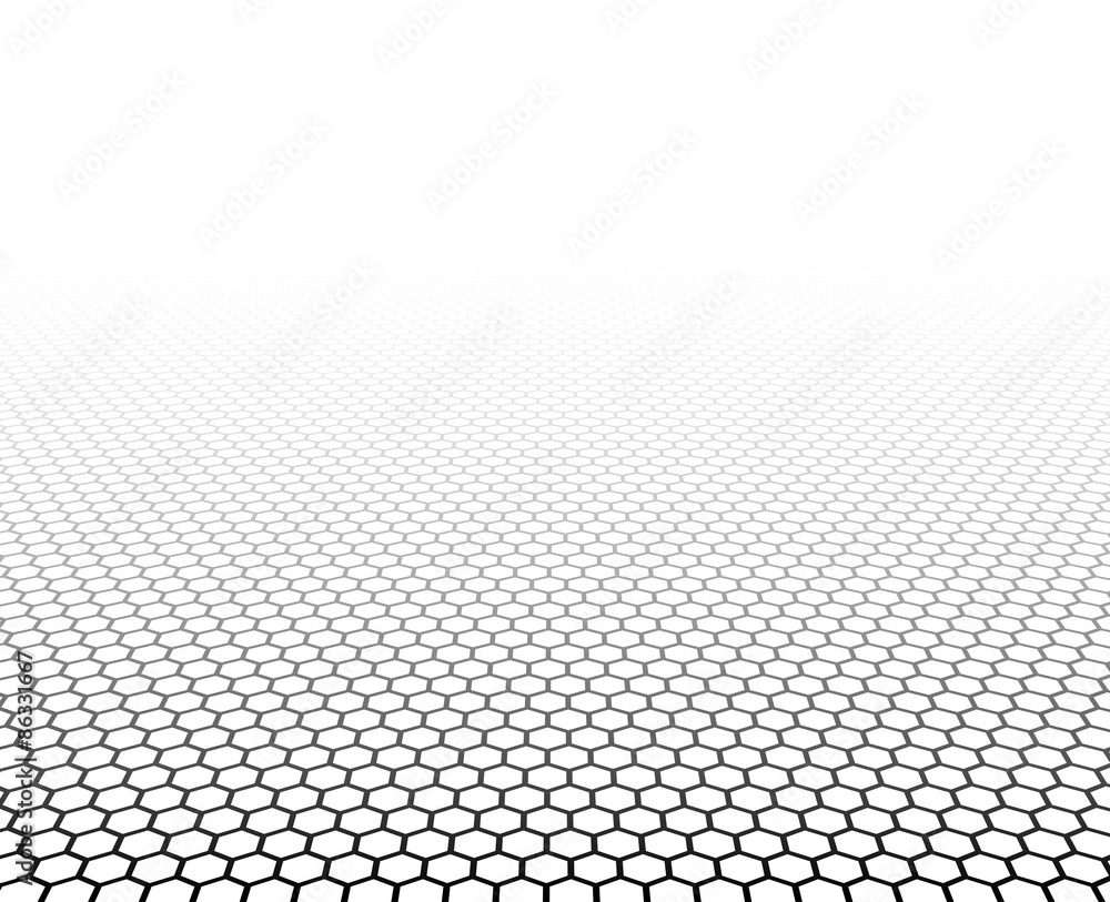 Perspective grid hexagonal surface. Stock Vector | Adobe Stock