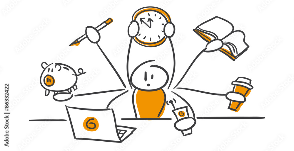 Strichmännchen Serie Pumpy / Alle Hände voll zu tun Stock-Vektorgrafik ...