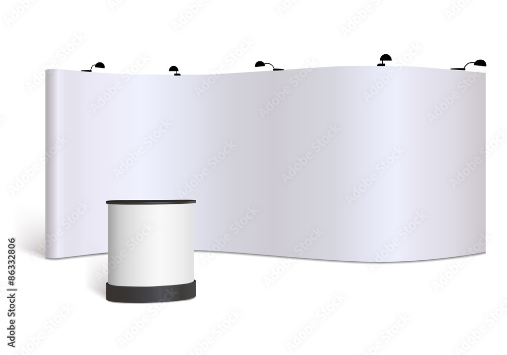 Trade show booth mock-up. Vector isolated on white background Stock ...