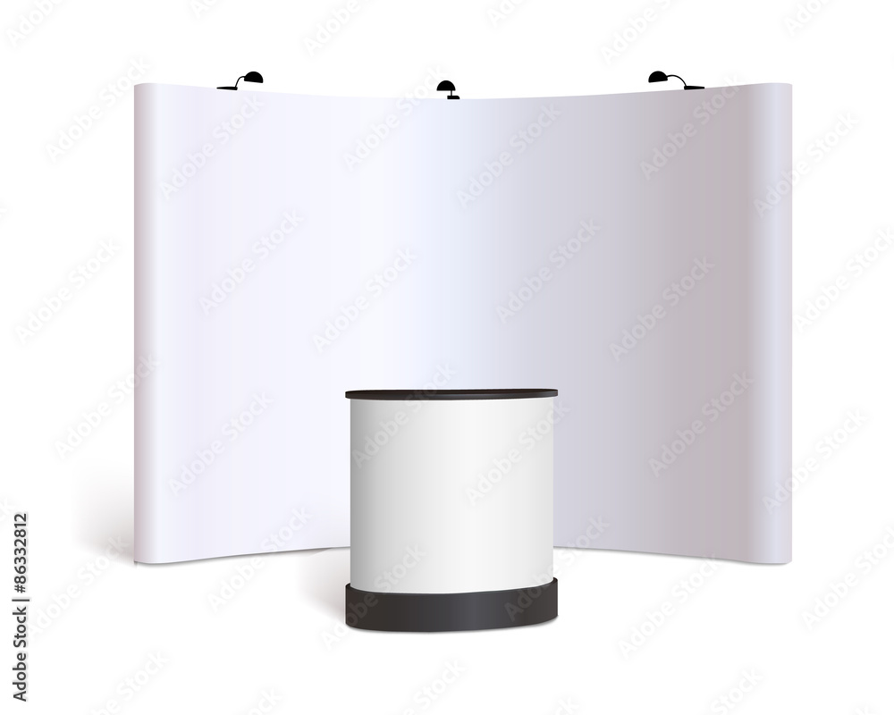 Trade show booth mock-up. Vector isolated on white background Stock ...