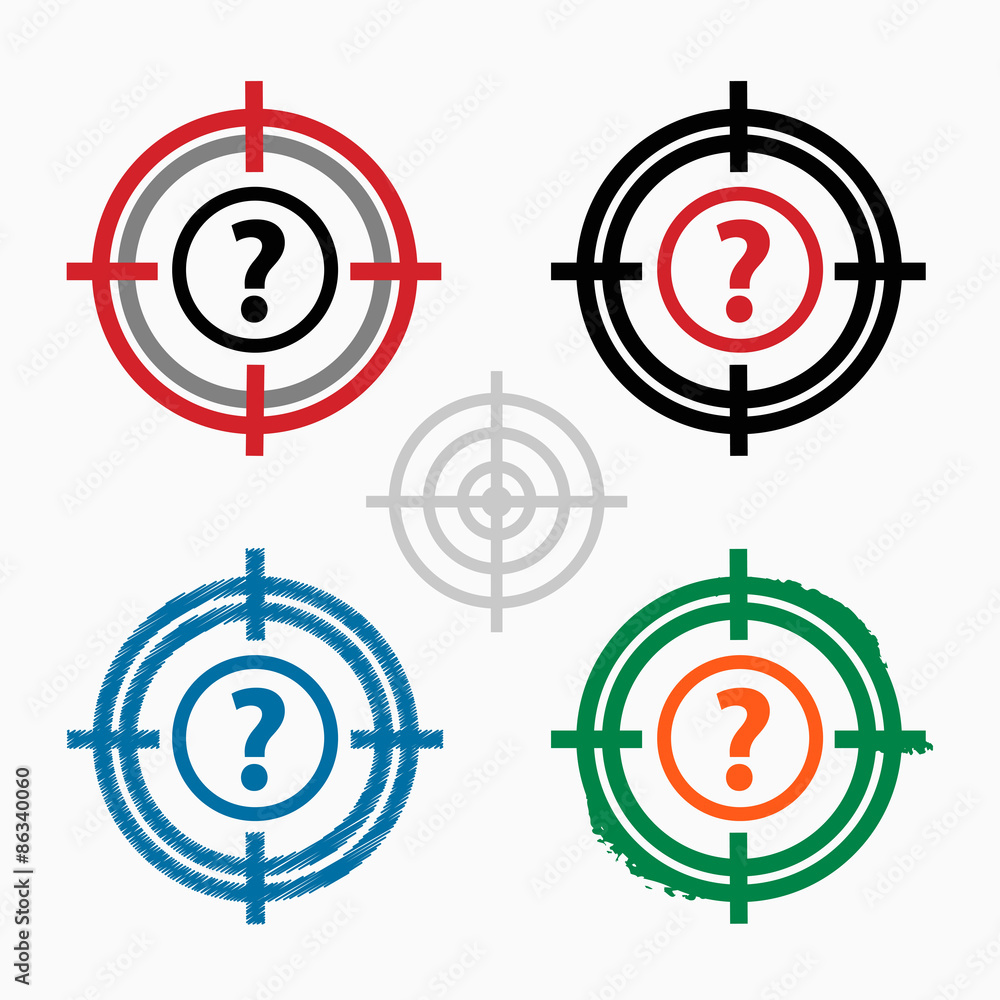 Question mark icon on target icons background Stock Vector | Adobe Stock