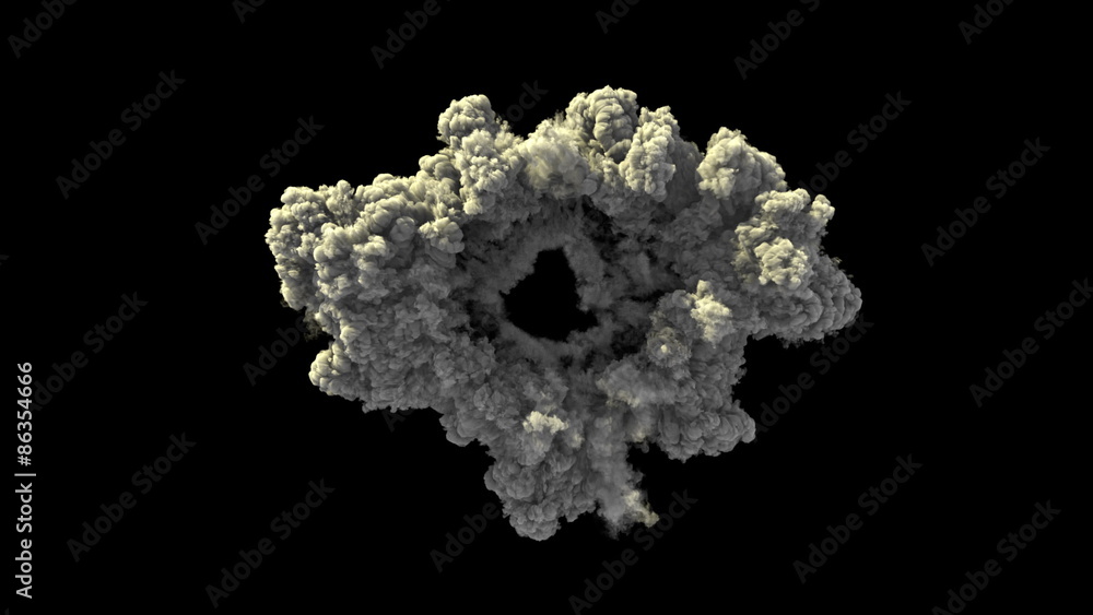 4K smoke explosion, shockwave effect isolated on black background, top ...