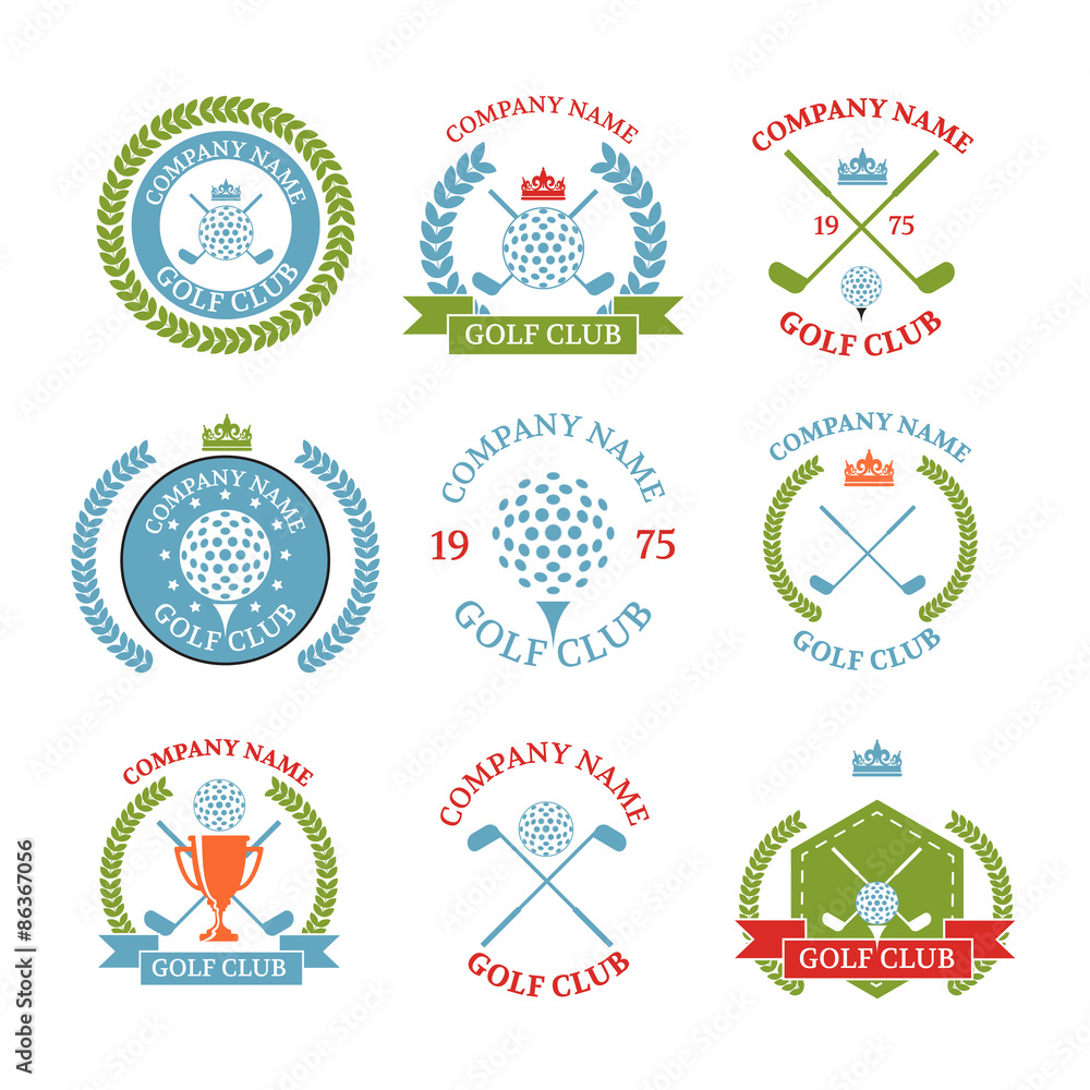 Golf club logos set of templates.Vector logotype design. White G Stock ...