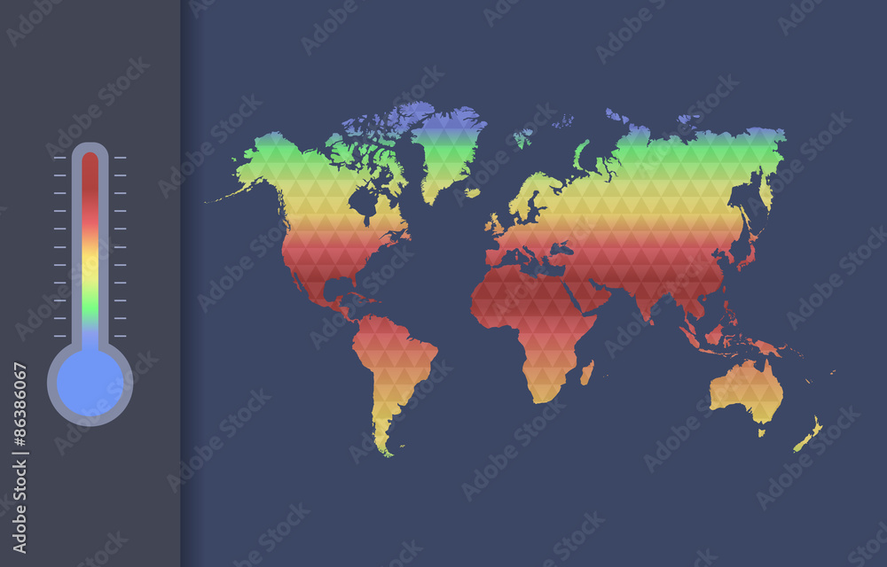 Global warming vector concept. Global climate map of the world. Stock ...